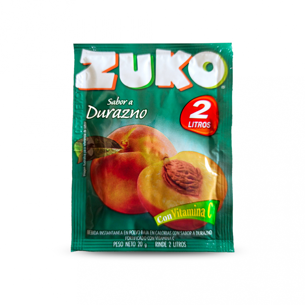 Refresco instantáneo sabor durazno Zuko(20 g) - Mercadito Hola America