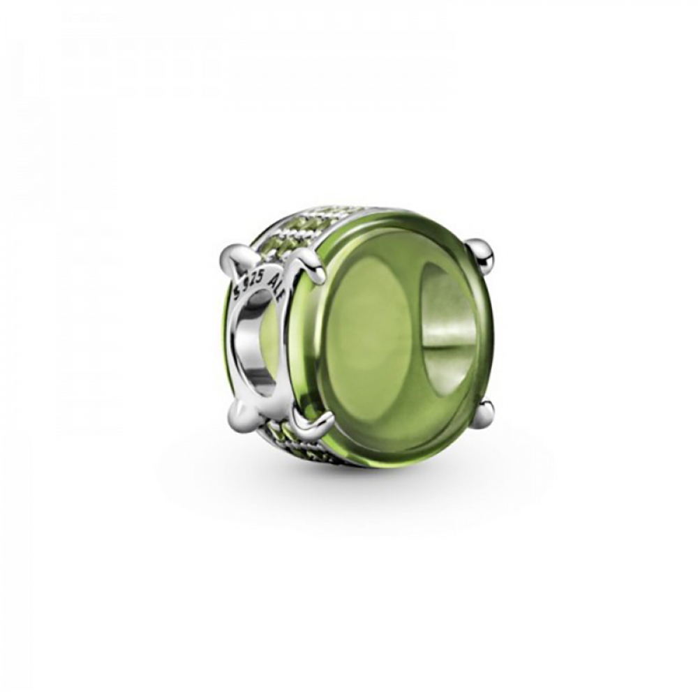 Charm de plata estilo Pandora cabujón ovalado verde - Mercadito Hola ...