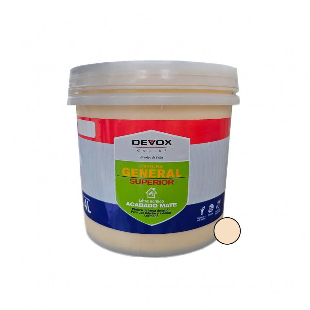 Pintura superior acrílica interior y exterior color rosa Devox Caribe (4 L) - Mercadito Hola America