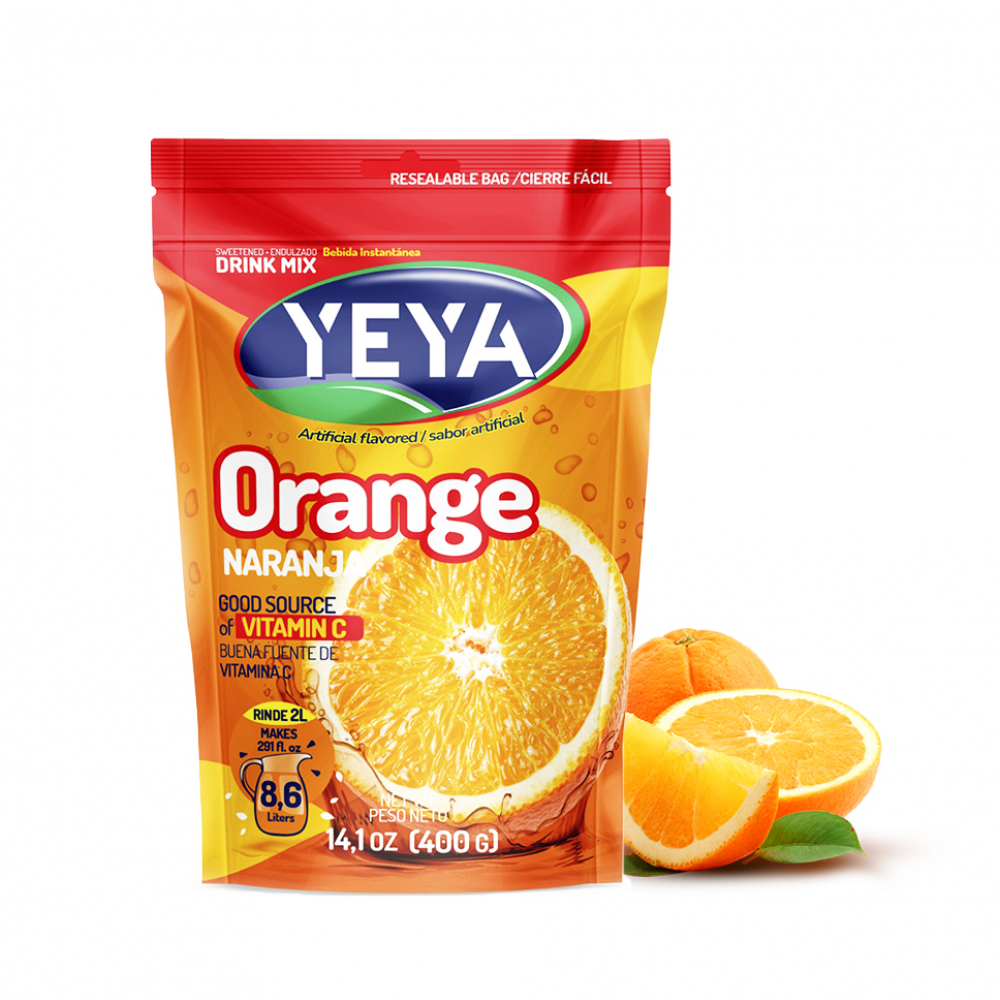 Refresco instantáneo -con azúcar- sabor a naranja Yeya (400 g / 14.1 oz ...