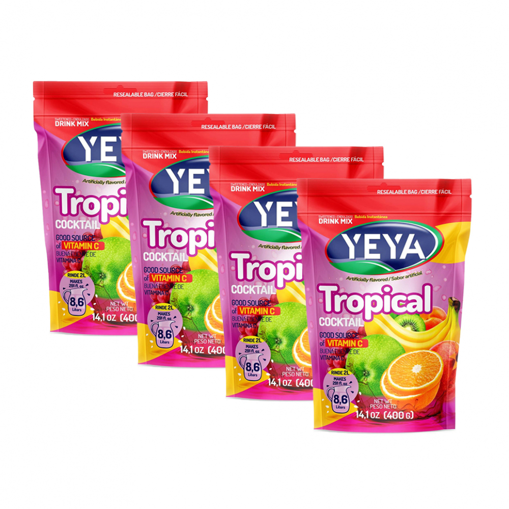 Refresco instantáneo -con azúcar- sabor Tropical (4 x 400 g/ 14.1 oz ...