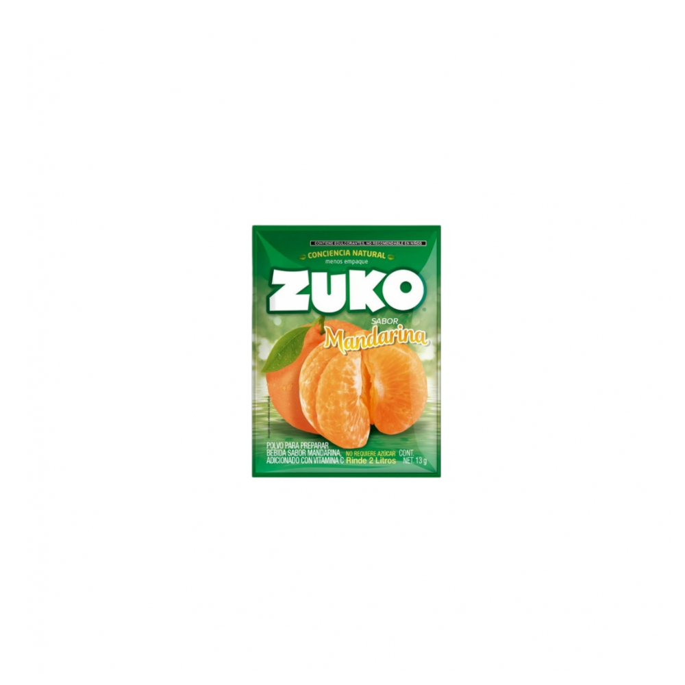 Refresco instantáneo sabor mandarina Zuko (13 g) - Mercadito Hola America