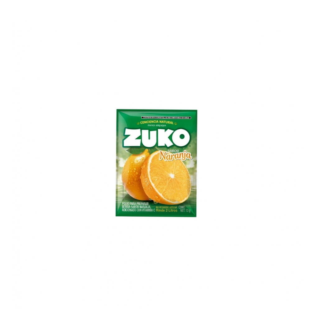 Refresco instantáneo sabor naranja Zuko (13 g) - Mercadito Hola America