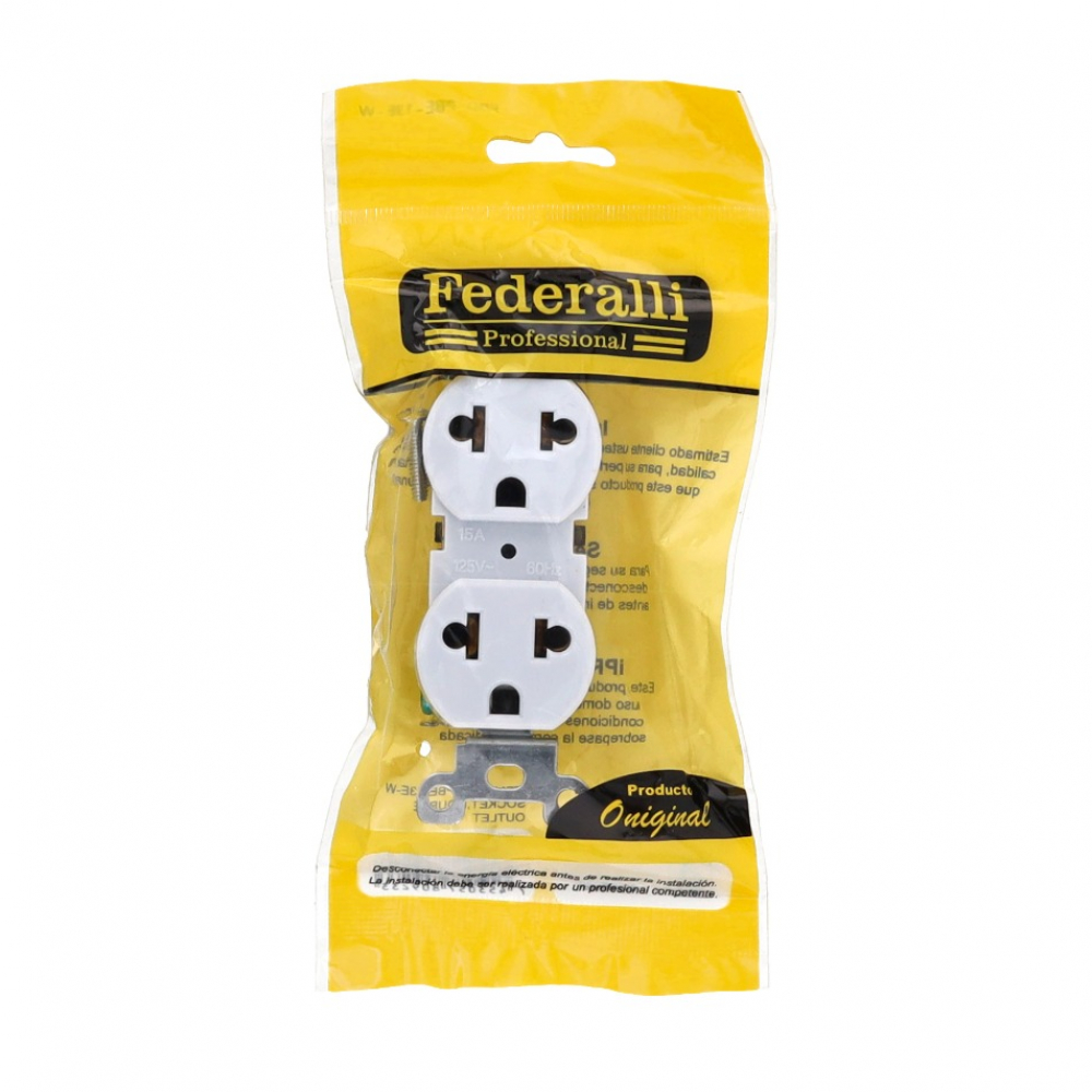 Tomacorriente universal doble. Color blanco - Mercadito Hola America