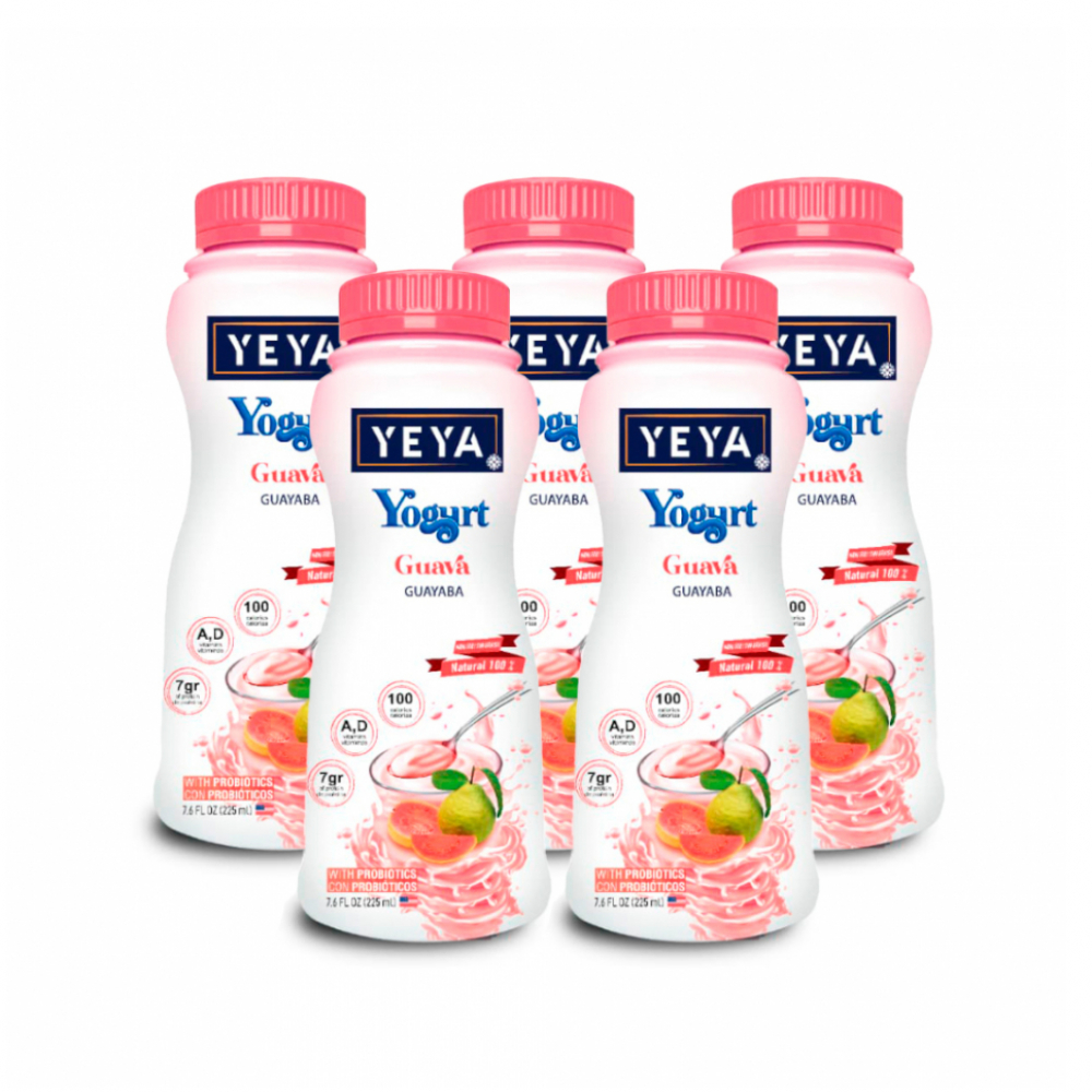Yogurt probiótico pasteurizado sabor guayaba Yeya (5 x 225 ml ...