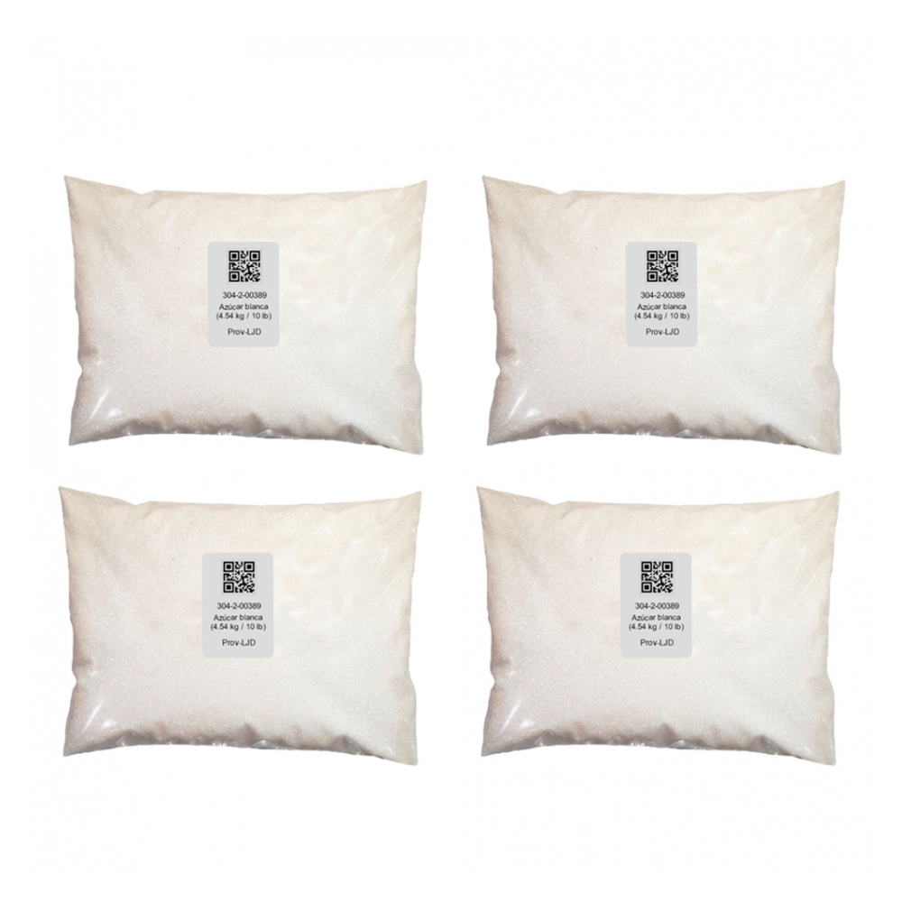 Azúcar blanca (4 x 4.54 kg / 10 lb) - Mercadito Hola America