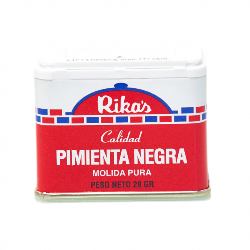 Pimienta negra molida pura Rika's (28 g) - Mercadito Hola America