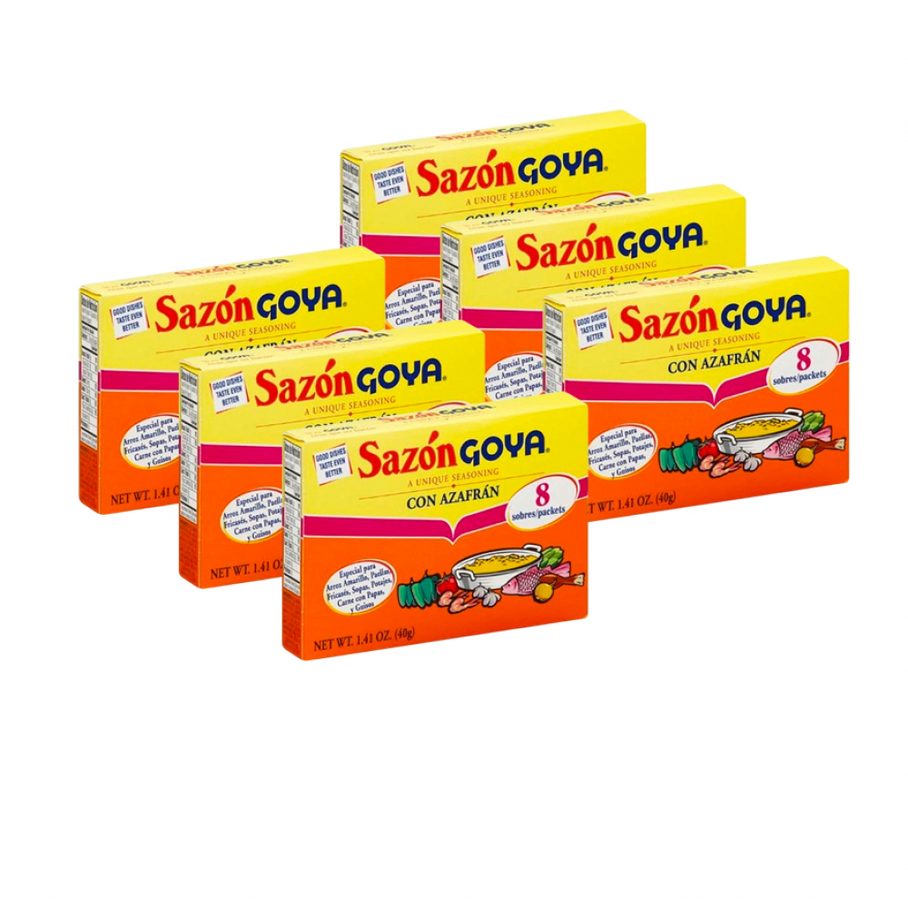 Sazón con azafrán Goya (6 x 40 g / 1.41 oz) - Mercadito Hola America