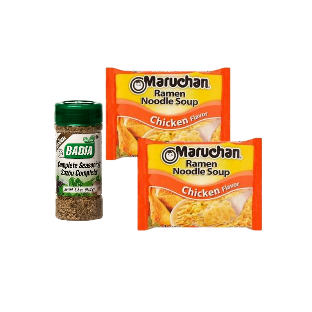 Sopa de fideos sabor pollo + Sazón completo - Mercadito Hola America