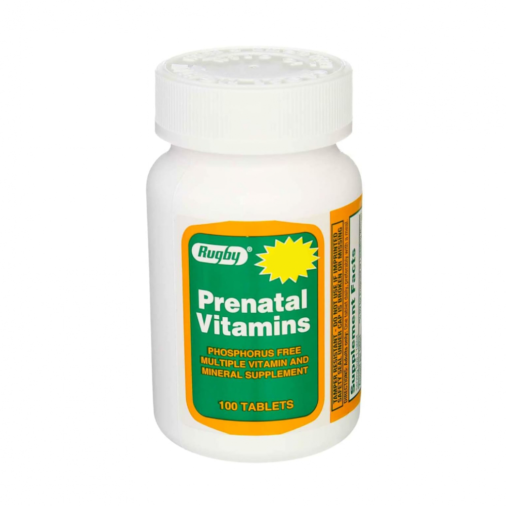 Vitaminas prenatales Rugby (100 tabletas) - Mercadito Hola America