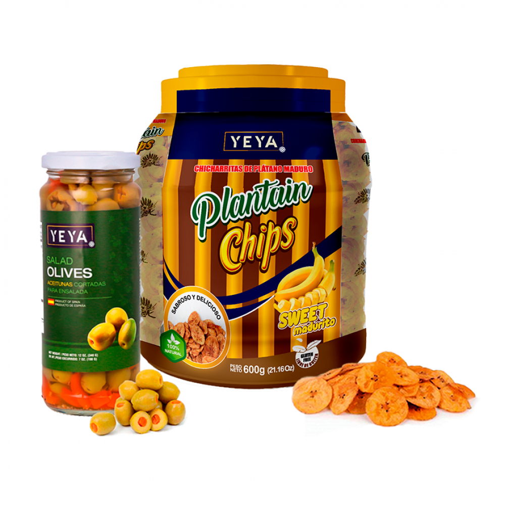 Chicharritas de plátano maduro + Aceitunas cortadas para ensaladas ...