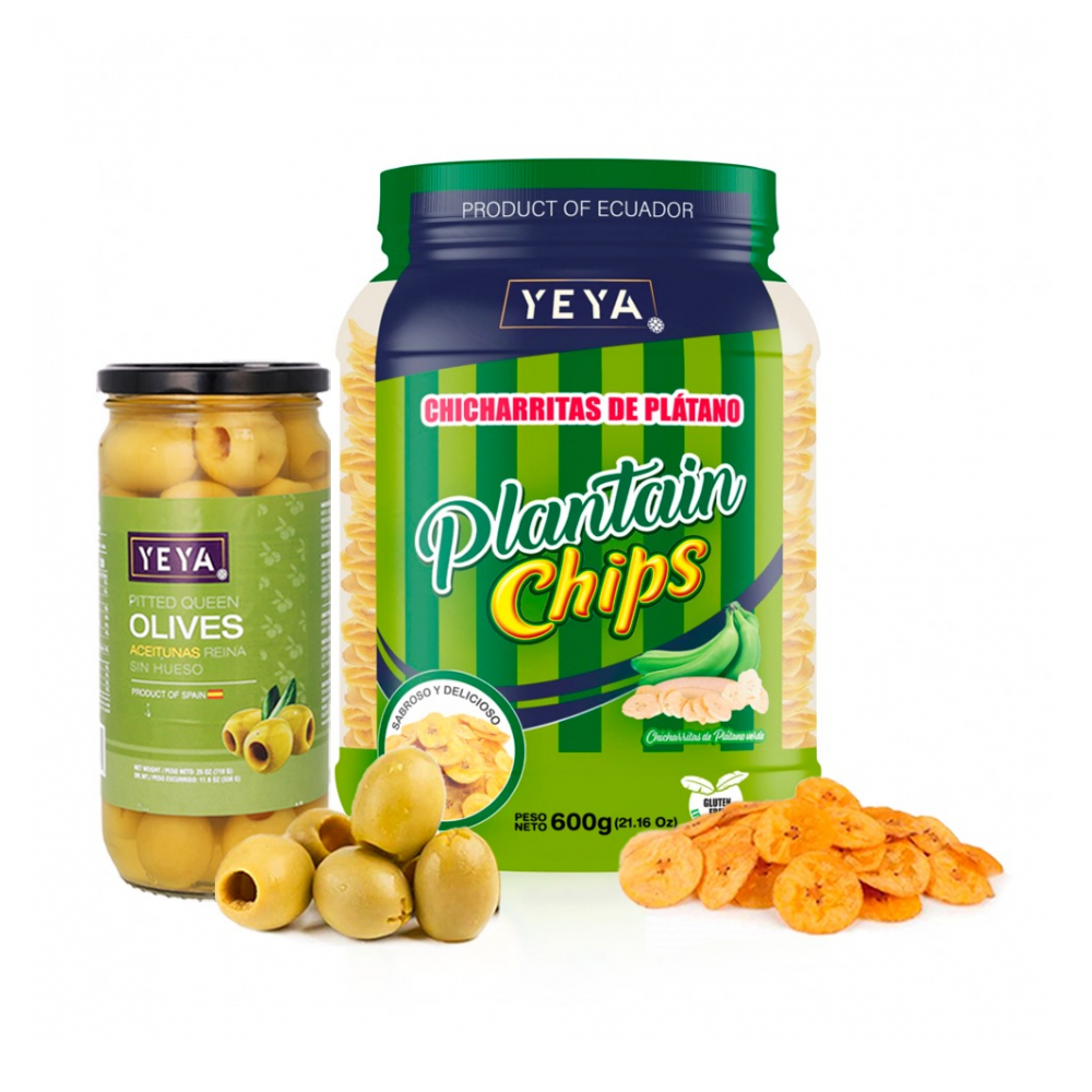 Chicharritas de plátano verde + Aceituna reina sin hueso - Mercadito ...