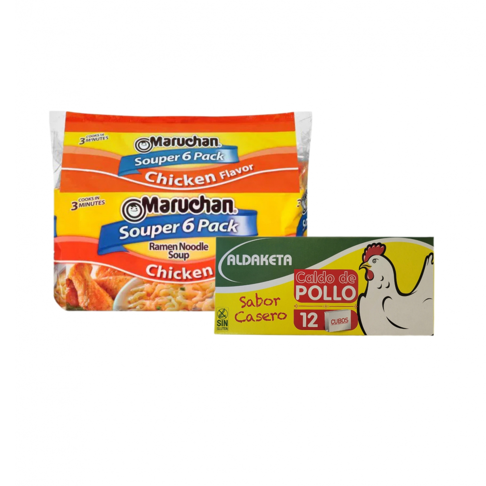 Sopa de fideos sabor a pollo Maruchan + Caldo de pollo Aldaketa ...