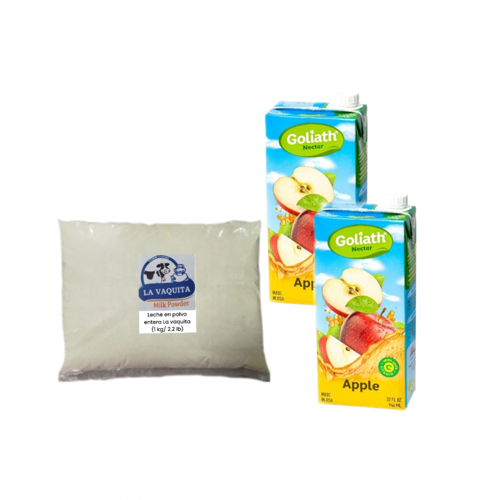 Leche en polvo entera + Néctar sabor a manzana - Mercadito Hola America