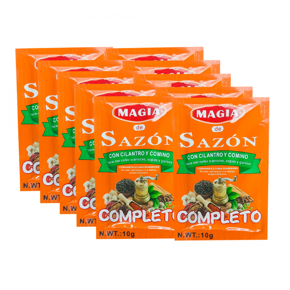 Sazón completo con cilantro y comino Magia (10 x 10 g) - Mercadito Hola ...