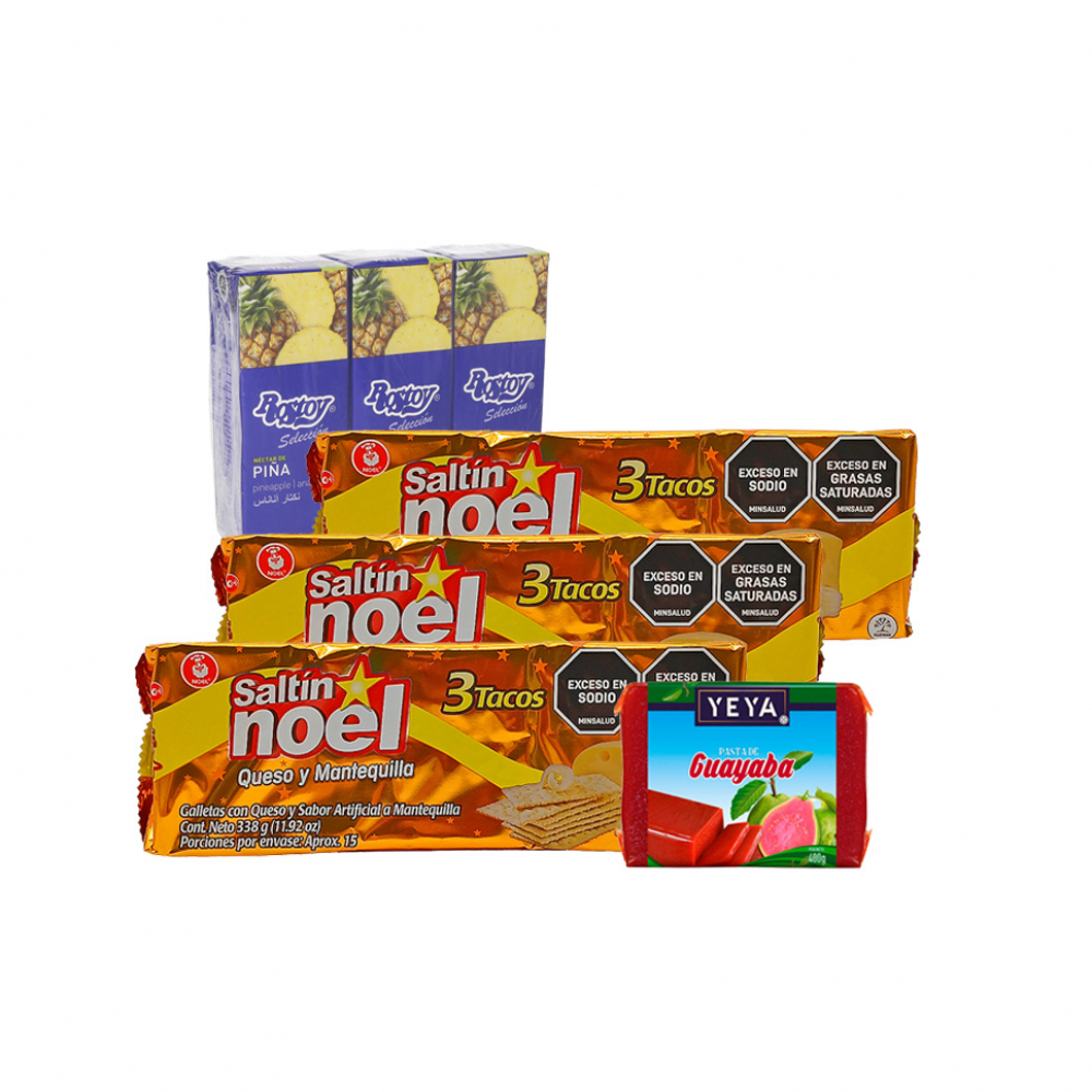 Galletas saladas queso y mantequilla Saltín + Néctar de piña Rostoy ...