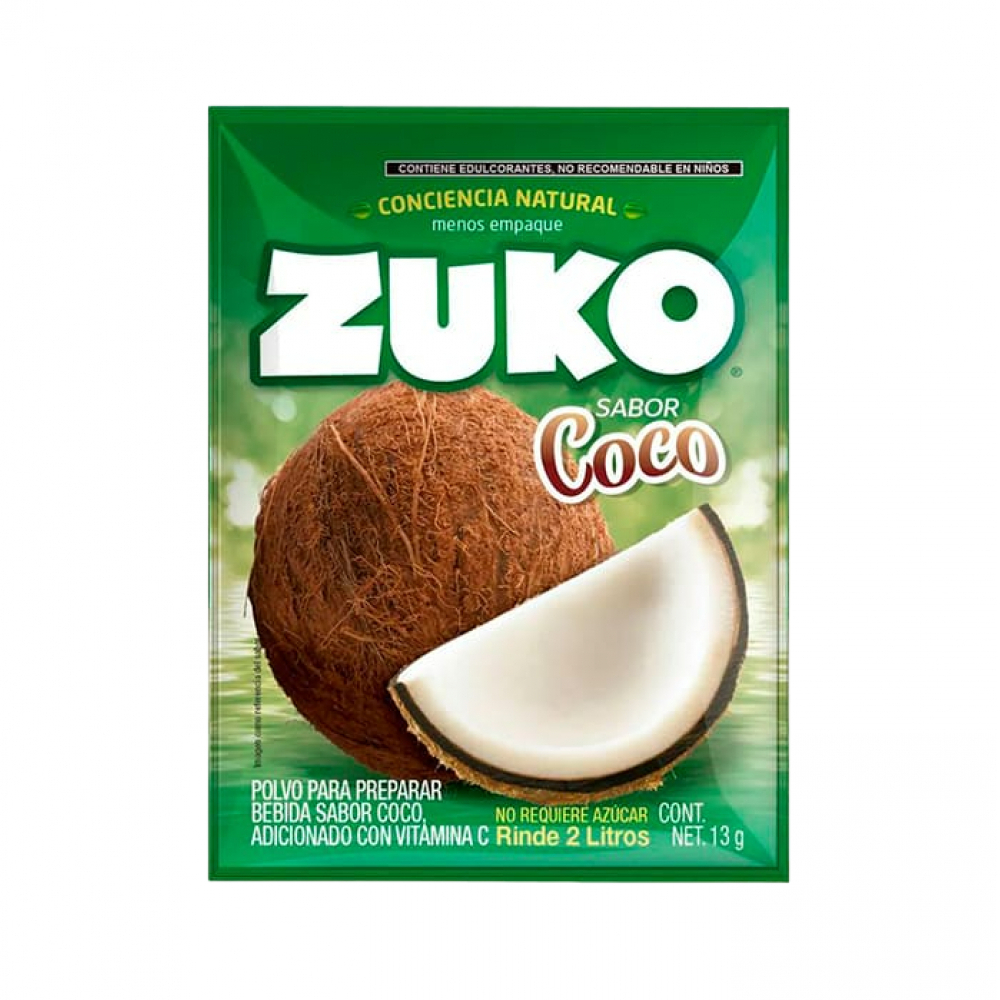 Refresco instantáneo sabor coco Zuko (13 g) - Mercadito Hola America